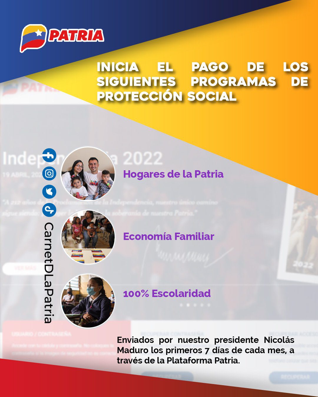 (VENEZUELA) PLATAFORMA PATRIA ACTUALIZÓ MONTOS DE PROGRAMAS SOCIALES ...