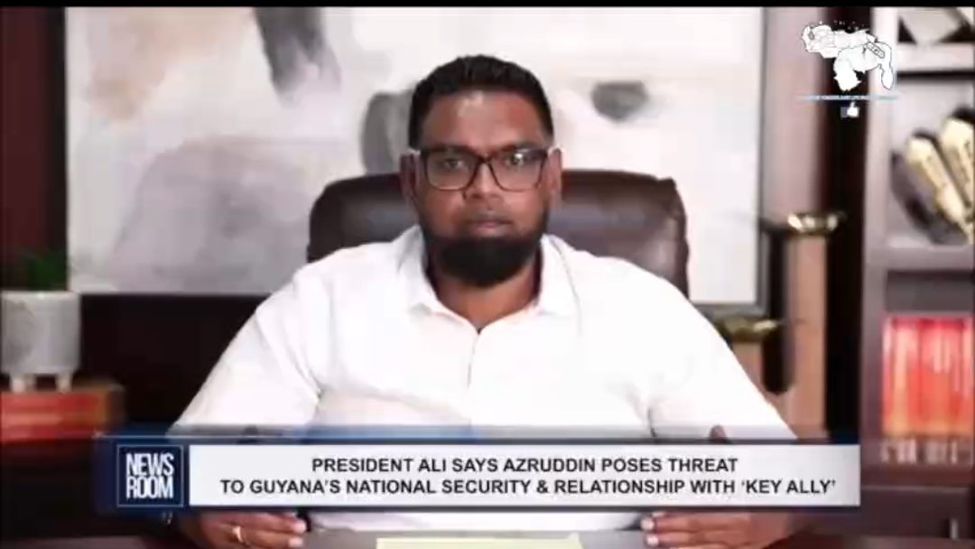 (GUYANA) PRESIDENTE IRFAAN ALI SEÑALA AL CANDIDATO AZRUDDIN MOHAMED DE ...